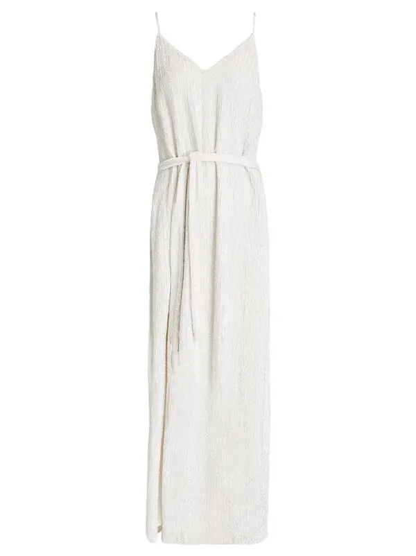 Retrofete Rebecca Sequined Chiffon Maxi Dress - White
