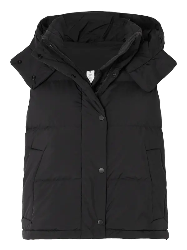 Lululemon Wunder Puff Cropped Hooded Quilted Recycled-glyde Down Vest - Black