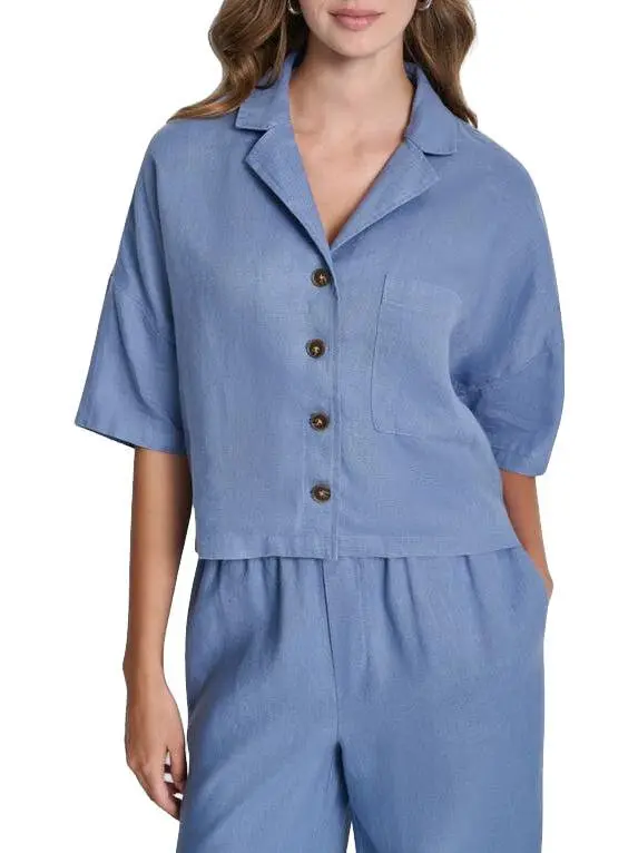 Dkny Linen Camp Shirt - Liberty Sky