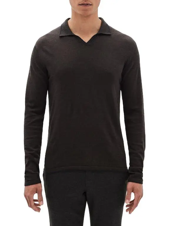 Robert Barakett Hollow Wood Johnny Collar Wool Polo Sweater - Brown