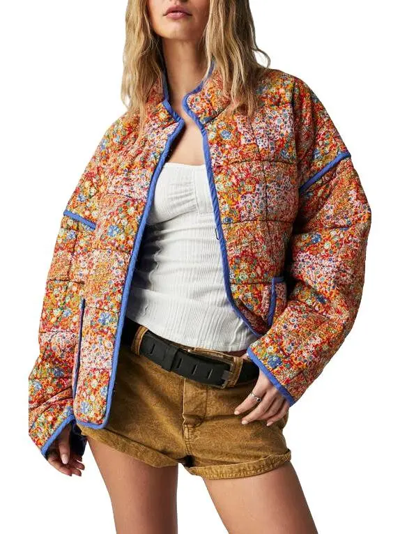 Free People Chloe Printed Quilted Jacket - Candy Combo