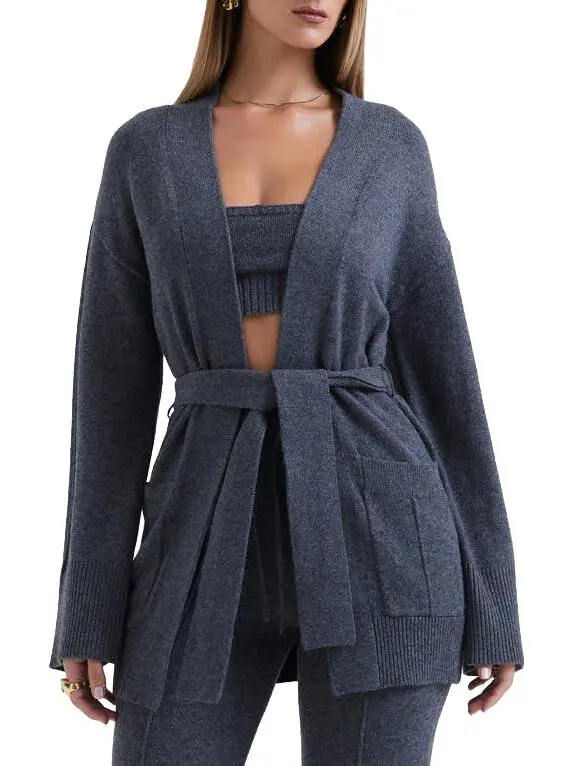 House Of Cb Alaia Wrap Cardigan - Grey Melange
