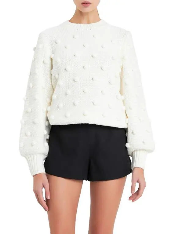 English Factory Pompom Crewneck Sweater - Ivory