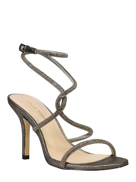 Pelle Moda Kaleah Crystal Strappy Sandal - Pewter