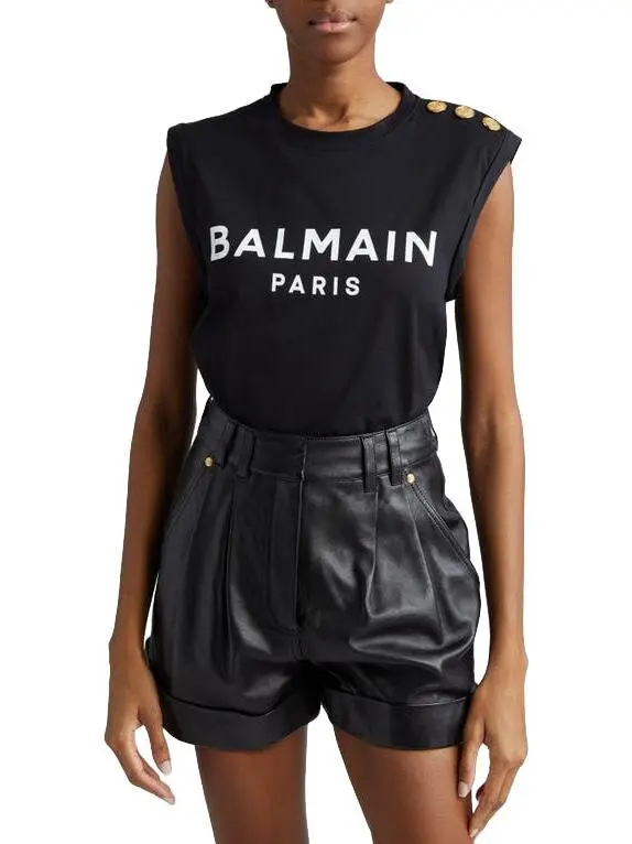 Balmain Cotton Logo Graphic Tank - Black/white