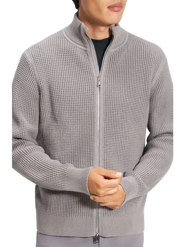 Theory Gary Front Zip Cardigan - Force Grey/ivory