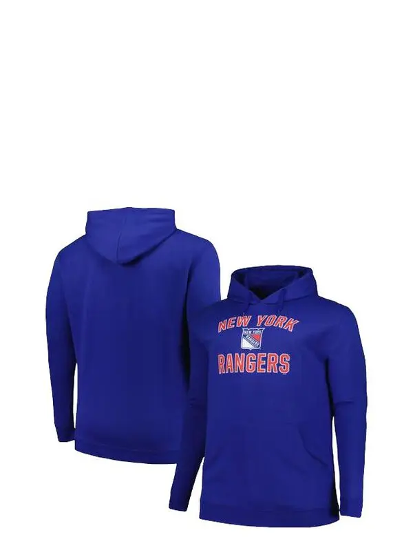 Profile New York Rangers Arch Over Logo Pullover Hoodie - Blue