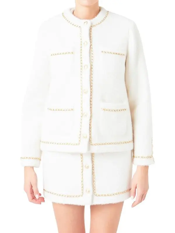 Endless Rose Chain Trim Jacket - White/gold