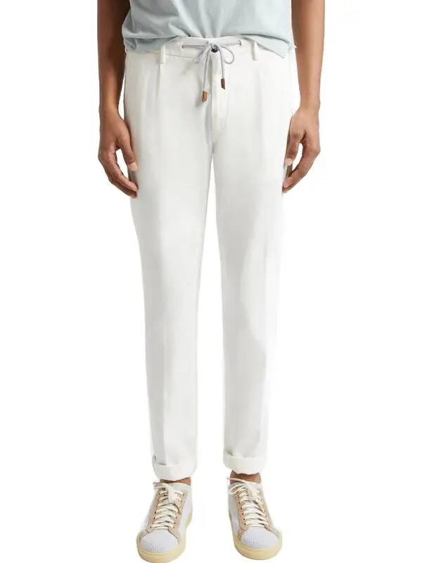 Eleventy Drawstring Waist Stretch Jersey Pants - White