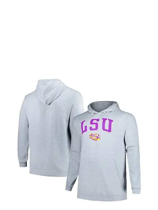 Champion Lsu Tigers Arch Over Logo Powerblend Pullover Hoodie - Gray