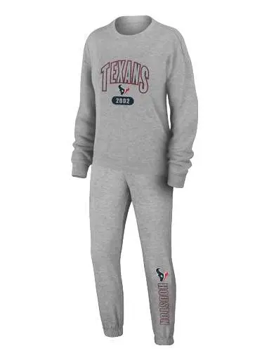 WEAR BY ERIN ANDREWS Houston Texans Long Sleeve T-shirt And Pants Sleep Set - Heather Gray