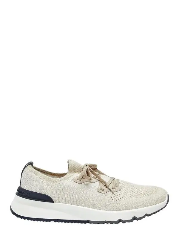 Brunello Cucinelli Stretch-knit Low-top Sneakers - Beige