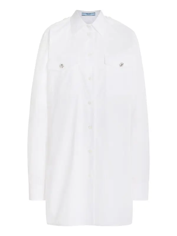 Prada Pocket-detailed Cotton Poplin Shirt - White