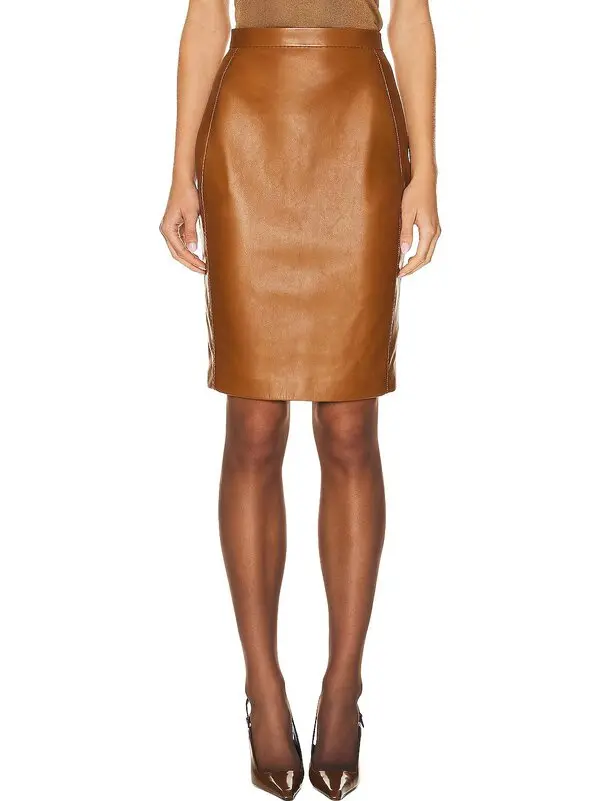 Saint Laurent Leather Skirt - Marron Glace