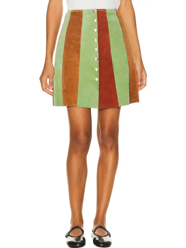 BODE Suede Snap Skirt - Multi