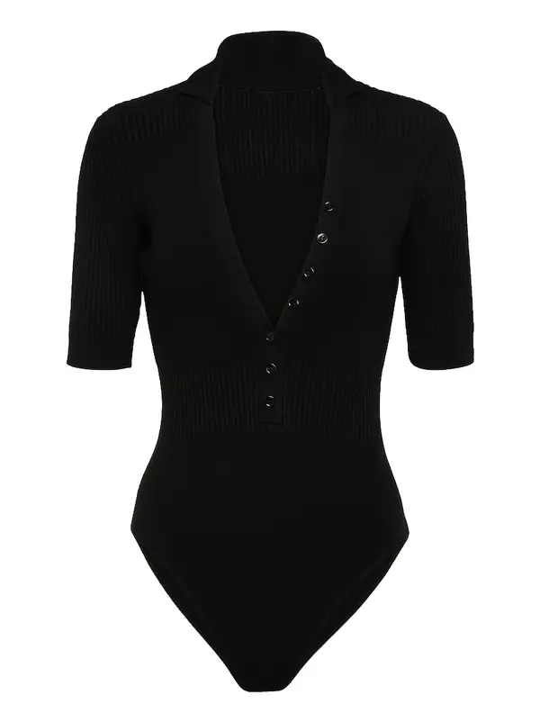 Jacquemus Le Body Yauco Ribbed-knit Bodysuit - Black