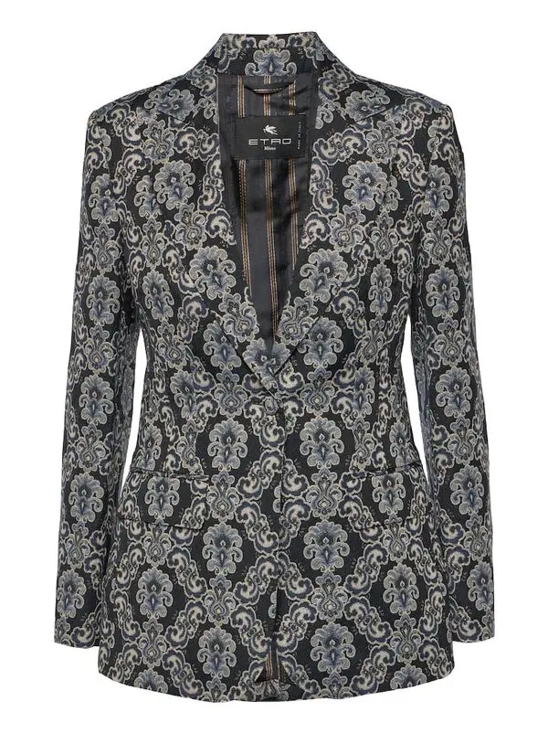 Etro Single-breasted Jacquard Blazer - Blue