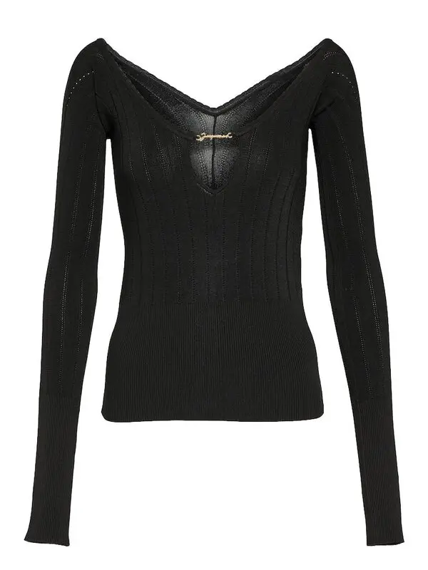 Jacquemus Le Haut Pralu Ribbed-knit Top - Black