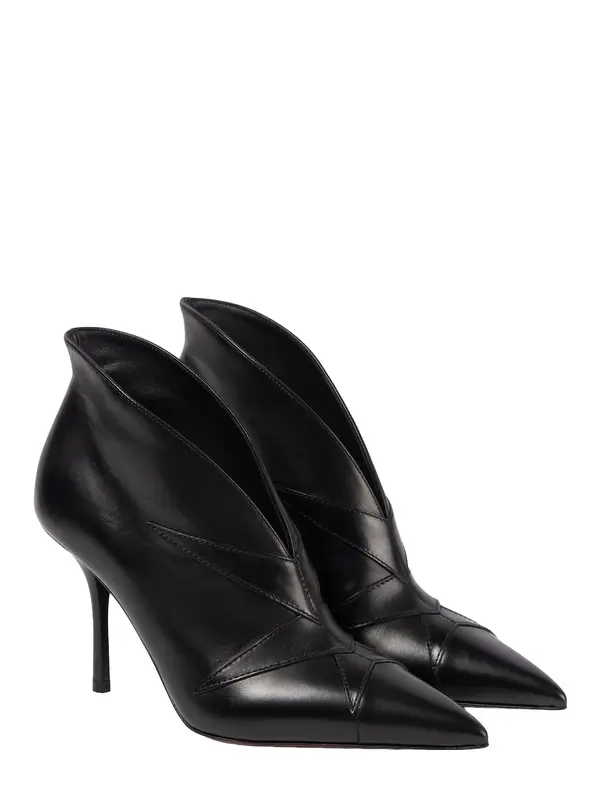 Alaïa Leather Ankle Boots - Black