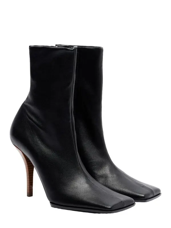 Alaïa Leather Ankle Boots - Black