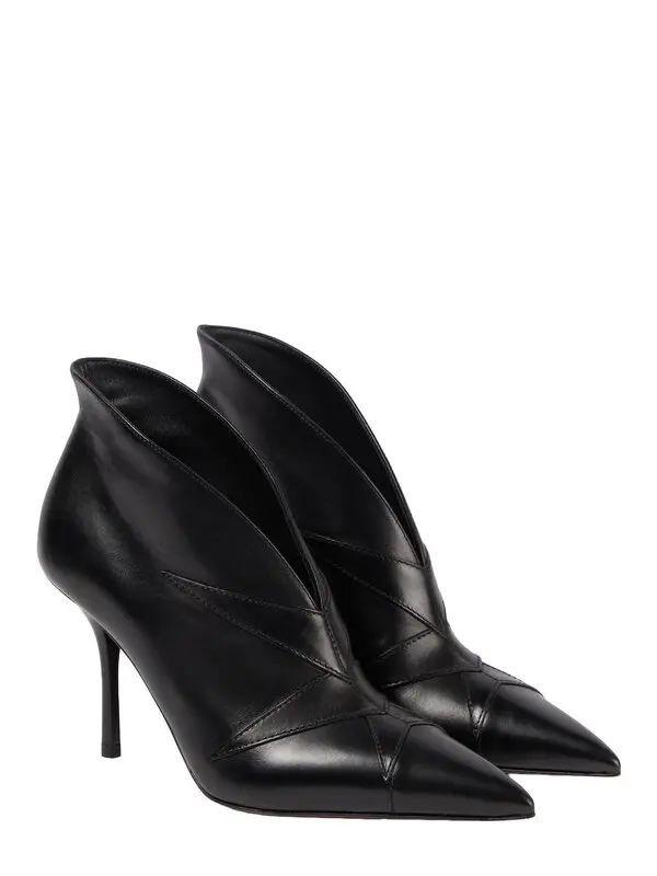 Alaïa Leather Ankle Boots - Black