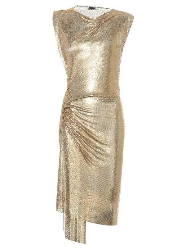 Rabanne Draped Mesh Dress - Gold