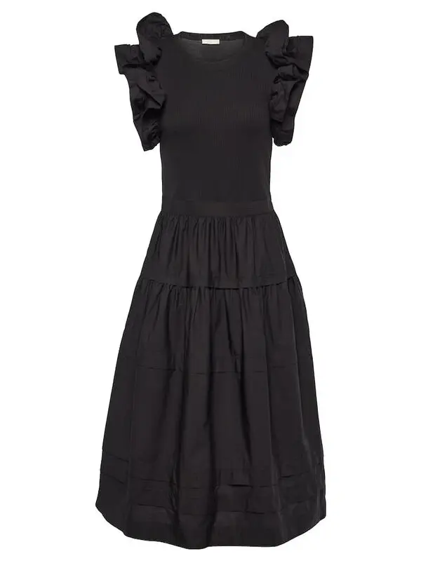 Ulla Johnson Francine Ruffled Midi Dress - Black