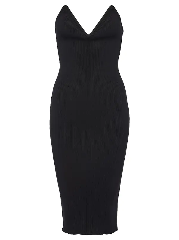 Coperni Bustier Knit Midi Dress - Black