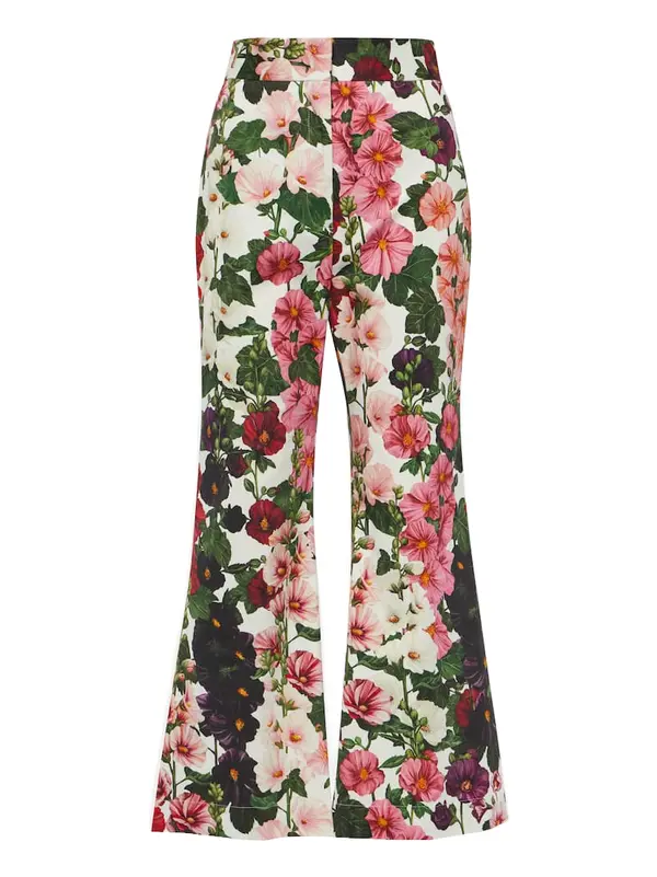 Oscar De La Renta Floral Cropped Flared Pants - Multicoloured