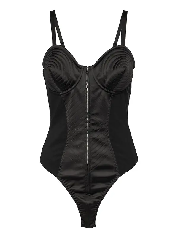 Jean Paul Gaultier Satin-trimmed Bodysuit - Black