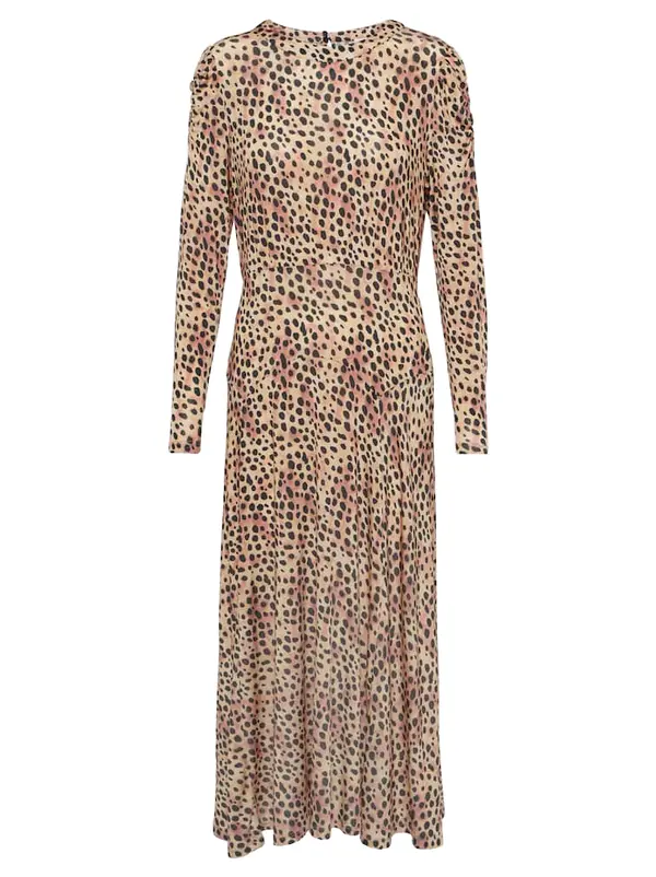 Rixo Cerise Leopard-print Midi Dress - Multicoloured