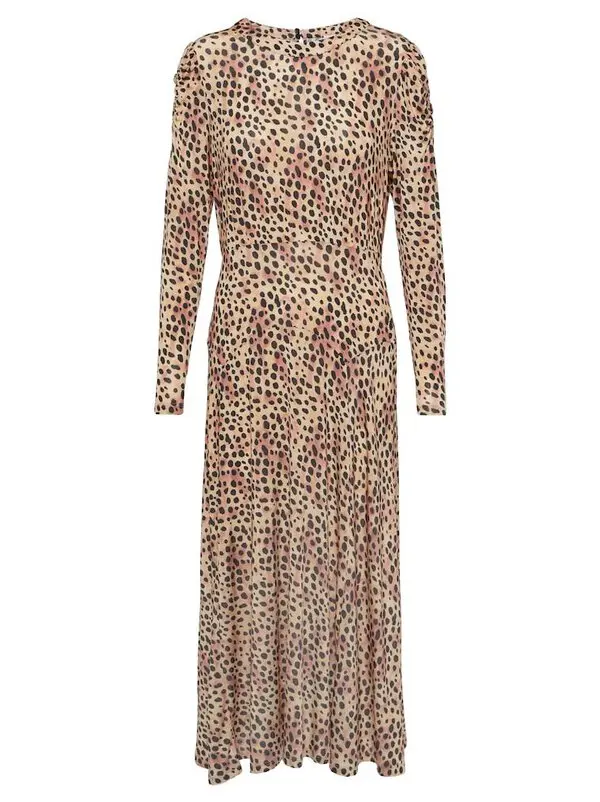 Rixo Cerise Leopard-print Midi Dress - Multicoloured