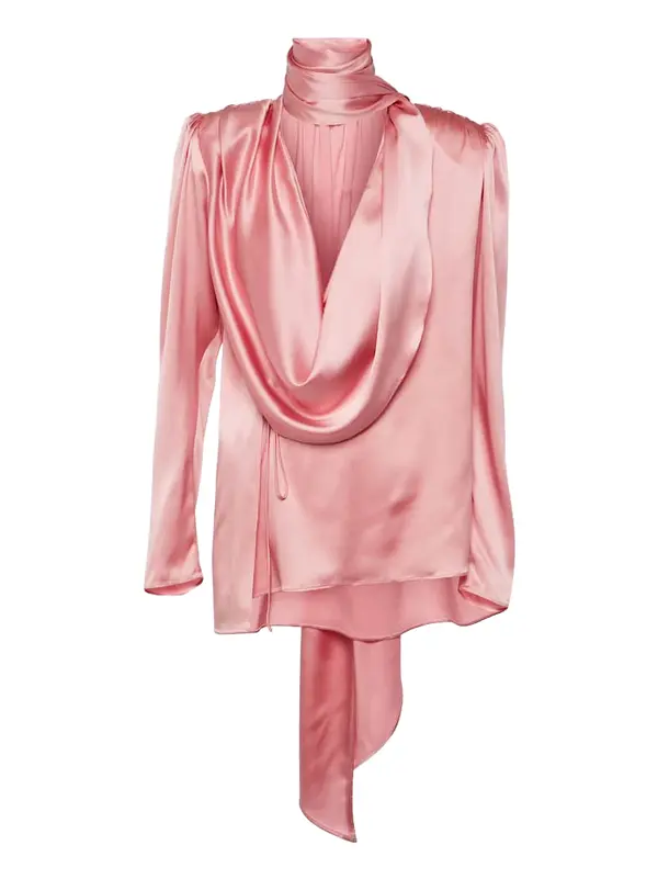 Magda Butrym Draped Silk-blend Blouse - Pink