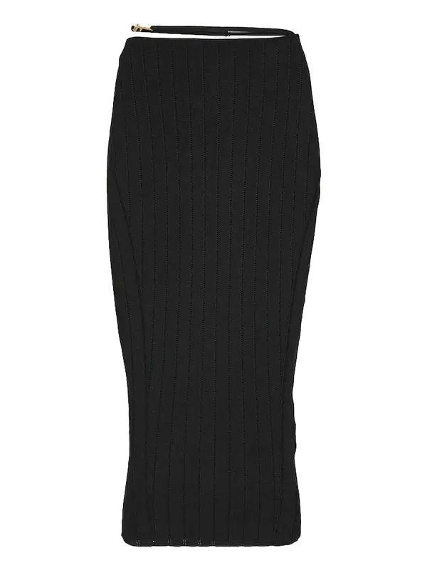 Jacquemus La Jupe Pralu Ribbed-knit Midi Skirt - Black