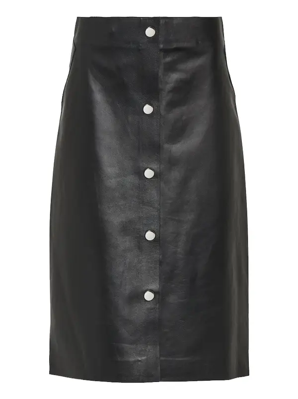 Victoria Beckham High-rise Leather Midi Skirt - Black