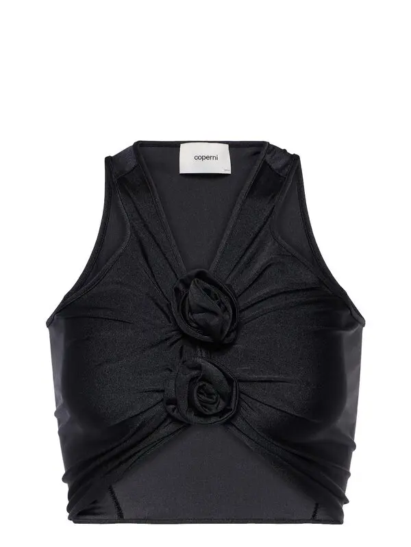 Coperni Floral Jersey Top - Black