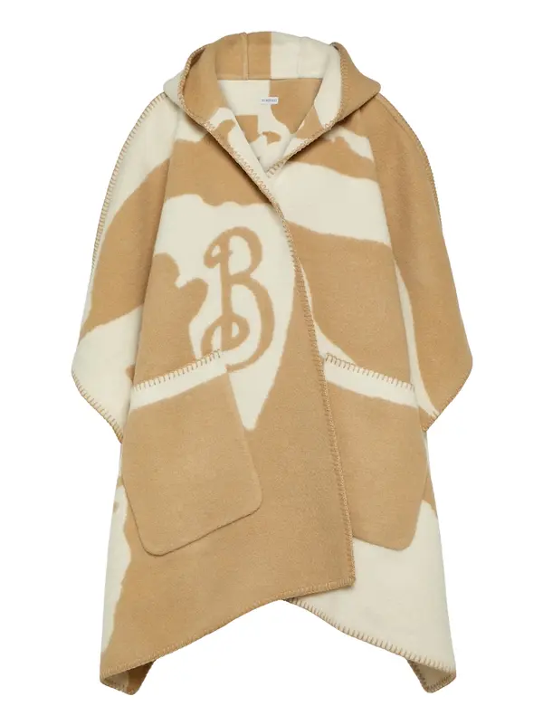 Burberry Printed Wool Cape - Beige