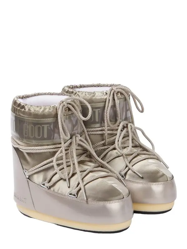 Moon Boot Icon Low Glance Satin Lace-up Boots - Gold