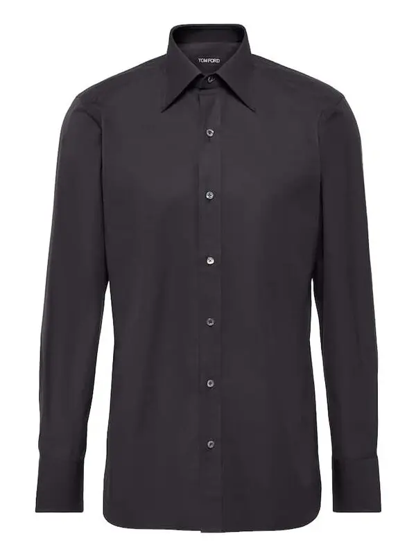 TOM FORD Cotton Poplin Tuxedo Shirt - Black