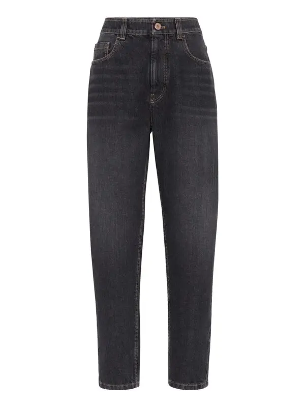 Brunello Cucinelli Tapered-leg Jeans - Black