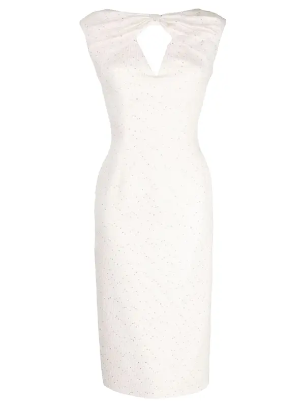 SAIID KOBEISY Sequin-embellished Tweed Midi Dress - White