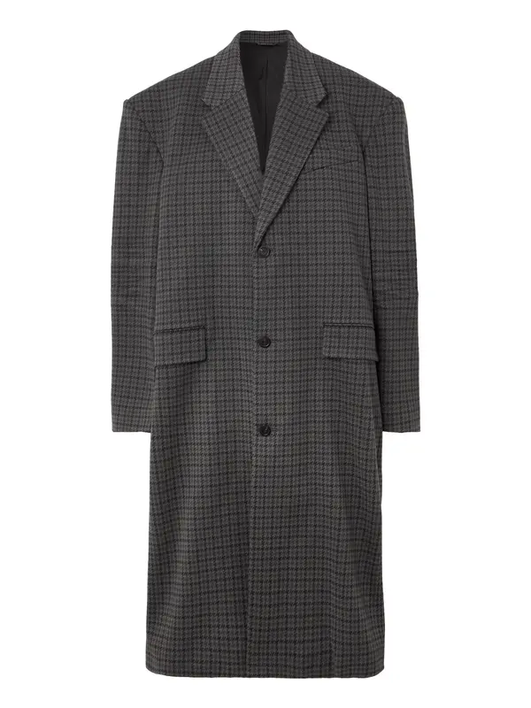 Balenciaga Oversized Houndstooth Cotton-blend Coat - Gray