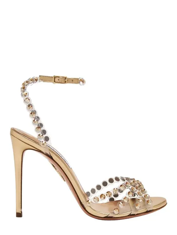 AQUAZZURA Tequila 105mm Crystal-embellished Sandals - Neutrals