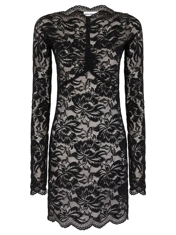 Rabanne Floral-lace Mini Dress - Black