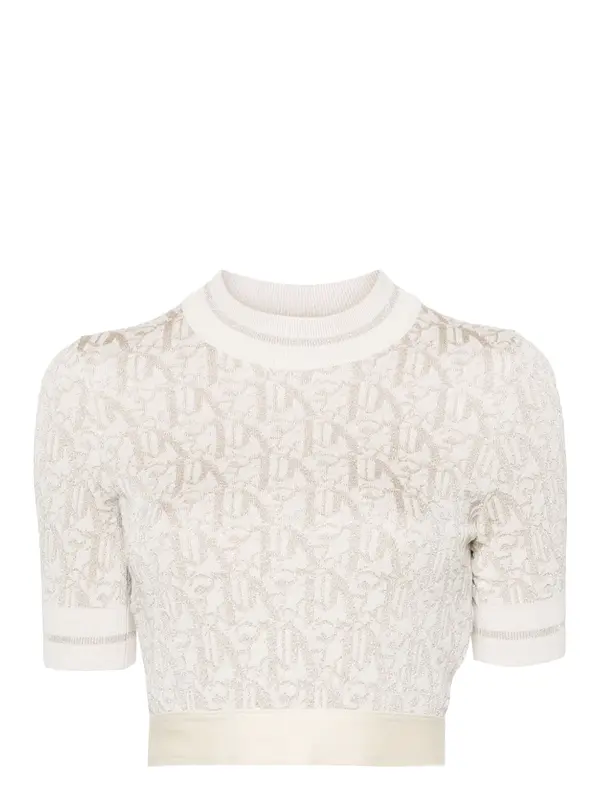 Palm Angels Monogram-jacquard Knitted Crop Top - Neutrals
