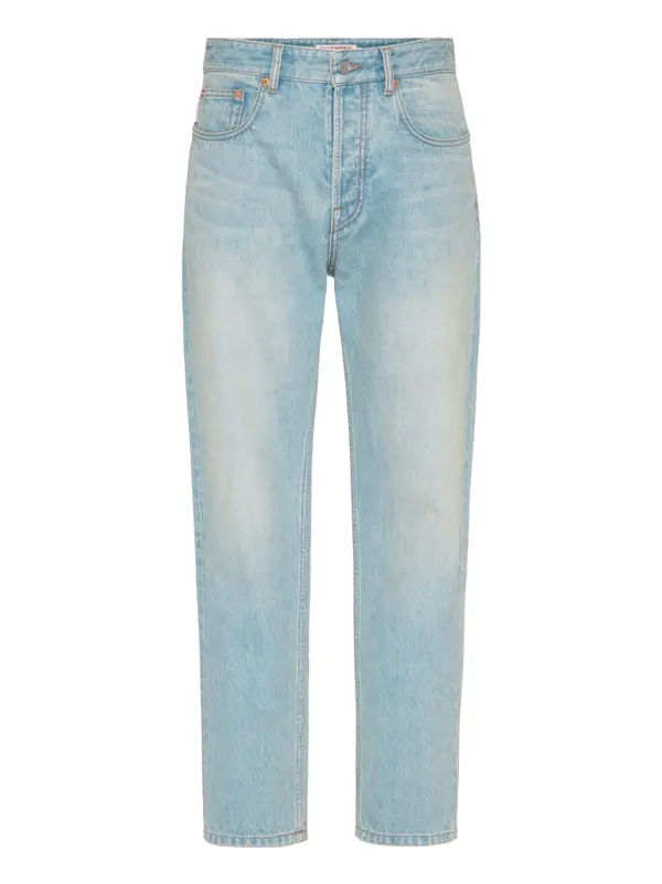 Valentino Garavani Vlogo Signature Embossed Tapered Jeans - Blue