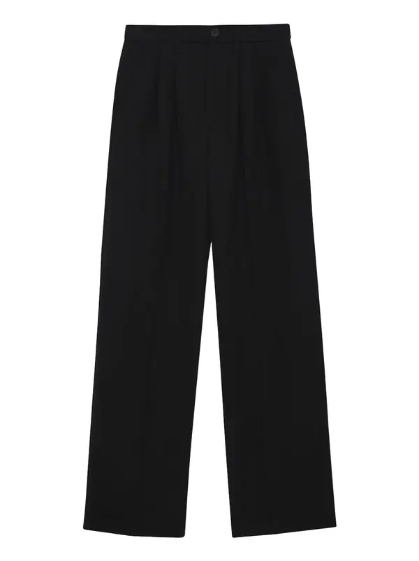 ANINE BING Carrie Wide-leg Wool Trousers - Black