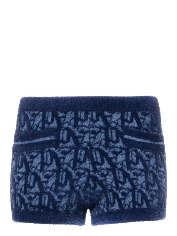 Palm Angels Monogram-jacquard Knitted Shorts - Blue