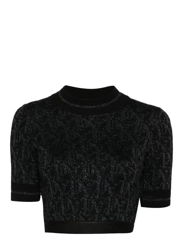 Palm Angels Monogram-jacquard Knitted Top - Black
