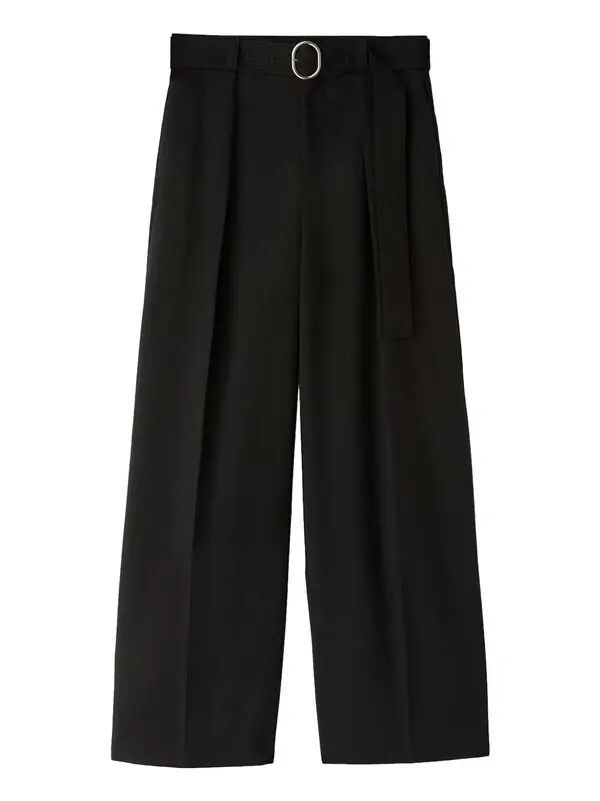 JIL SANDER Belted Wide-leg Wool Trousers - Black